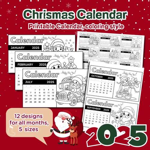 2025 Christmas Coloring Calendar, DIY Printable Calendar for Kids ...