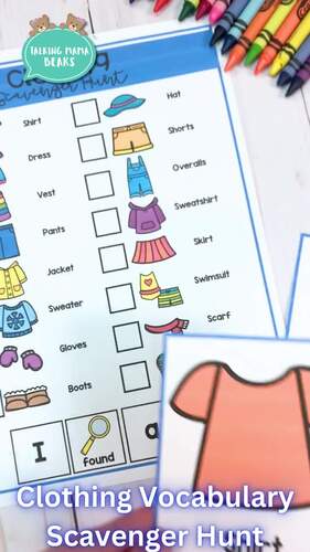 Clothing Vocabulary Scavenger Hunt Activity by Talking Mama Bears