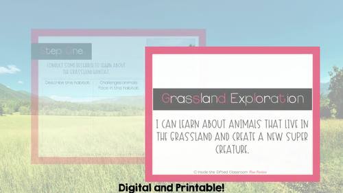 Grassland Habitat and Animal Research Project + Create a Creature | No Prep