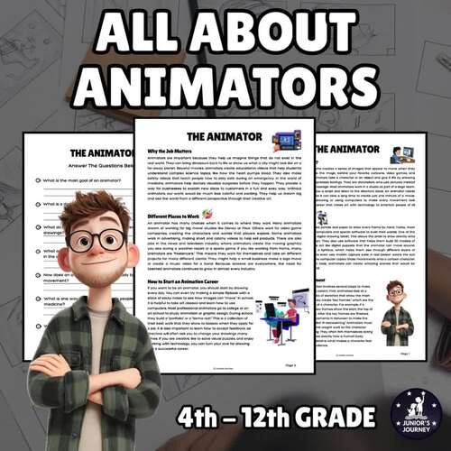 Animator Reading Comprehension | Career Exploration Worksheet | TPT
