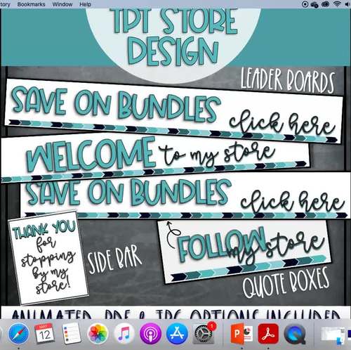 TPT Seller Quote Box, Banner and Side Bar - Blue Theme by Teach Big Teacher