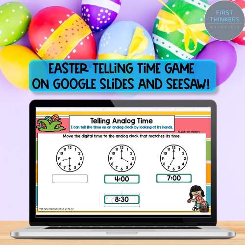 Telling Time By The Hour And Half Hour Easter Math Games Google Slides ...