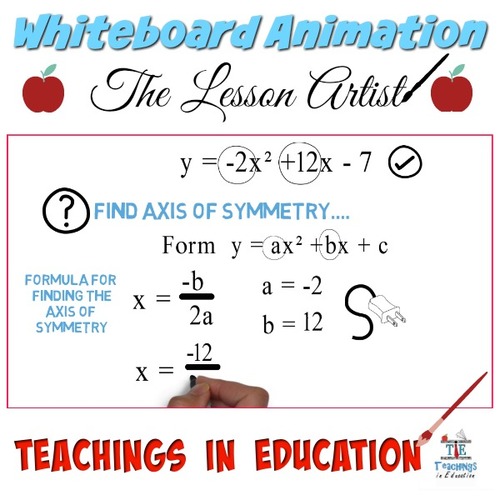 Parabola, Vertex, & Axis of Symmetry: Whiteboard Animation | TPT