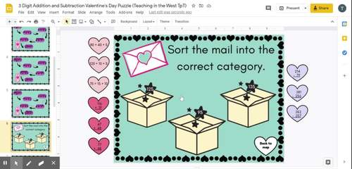 Valentine's Day 3 Digit Addition and Subtraction Digital Activity