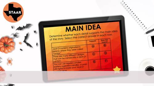 STAAR Halloween Non-Fiction Reading Comprehension PowerPoint Game