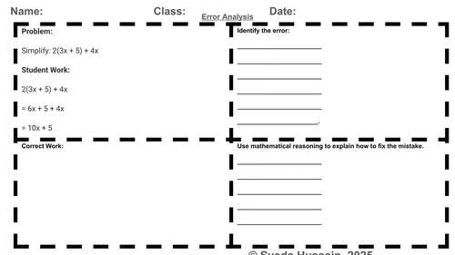 Error Analysis:Distributive Property and Like Terms-Printable Algebra ...