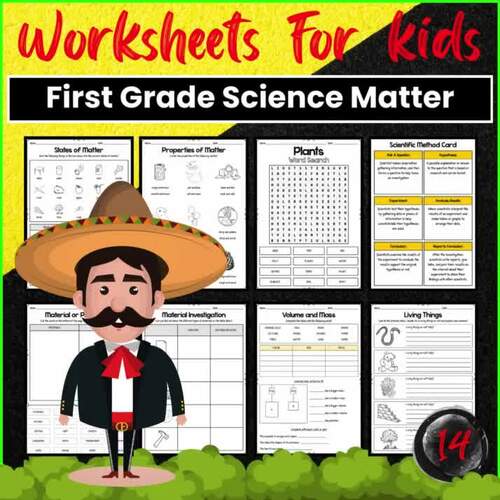 First Grade Science Worksheets Matter Scientific Method Cards | TPT