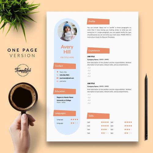 Creative Resume - Avery Hill / Modern Resume for MS Word & iWork Pages