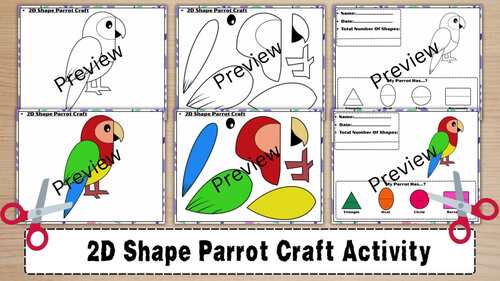 2D Shape parrot Craft | Spring & Animals Math Activity | Geometry Cut ...