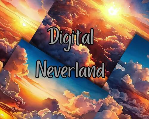 Watercolor Sunset Clouds Digital Paper Clip Art/ Magic Sunset Background