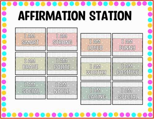 Boho Calm Colors Spotty Positive Student Affirmation Station ...
