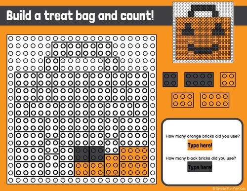 Fine Motor Math Fall Holidays Seasonal Digital Building Brick Challenges