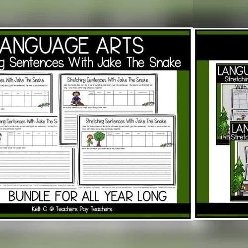 Jake The Snake Sentence Building Worksheets and Chant BUNDLE by Kelli C