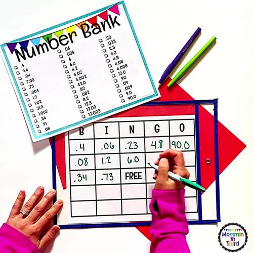 Decimals BINGO Game - Decimal Activity - Tenths, Hundredths, Thousandths