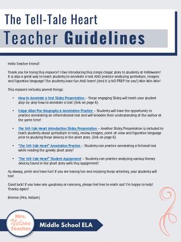 The Tell-Tale Heart - Spooky Story Unit - Halloween Activities - Middle ...
