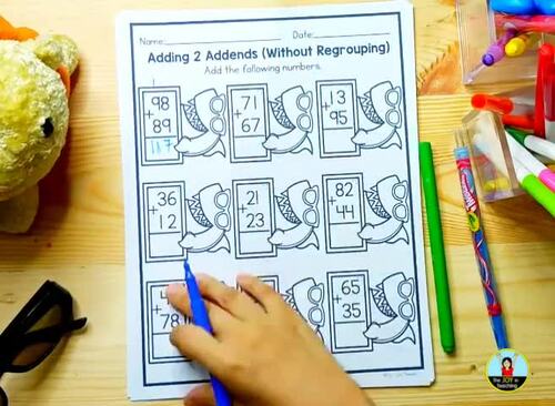 Summer Addition and Subtraction Worksheet by The Joy in Teaching