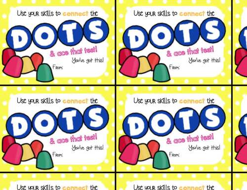 Dots Candy Testing Motivation Gift Tag- Use your skills to connect the ...