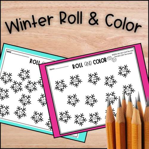 Kinder & First Math Centers Winter Adding, Roll, Find & Color Subitize ...
