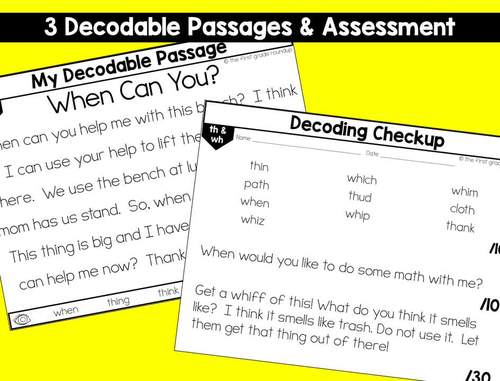 Digraphs Th and Wh Decodable Readers and Passages | TpT
