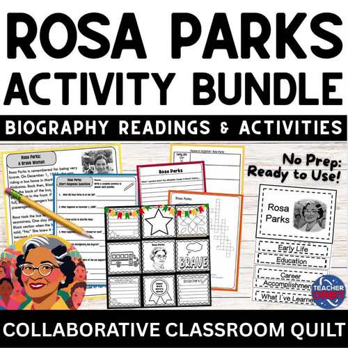 I am Rosa Parks Collaborative Poster Activity Quilt Black History Month ...