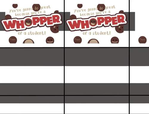 Whoppers Chocolate Candy Testing Motivation Treat Tag- Whopper of a ...