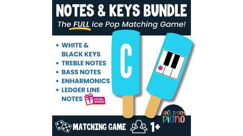Music notes games treble bass piano keys bundle by Let's Teach Piano