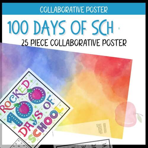 100 Days of School Collaborative Poster, Rocked 100 Days of School