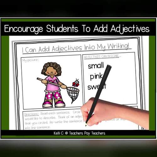 Adding Adjectives to Sentences Spring Prompts 1st Grade Writing Sentences