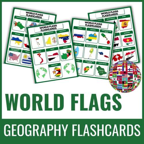 World Flags Flashcards, Flags of The World, Geography Teaching Materials