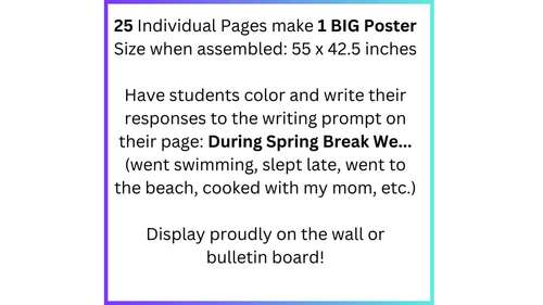 Spring Break Writing Prompt Collaborative Group Poster Bulletin Board!