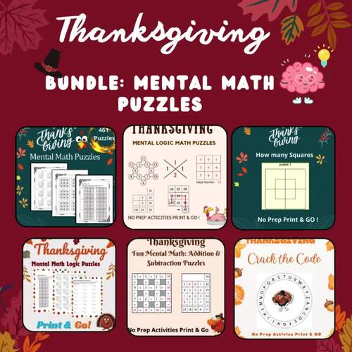 Thanksgiving Holiday Cheer: A Bundle of Engaging Brain Teasers + Free Bonus
