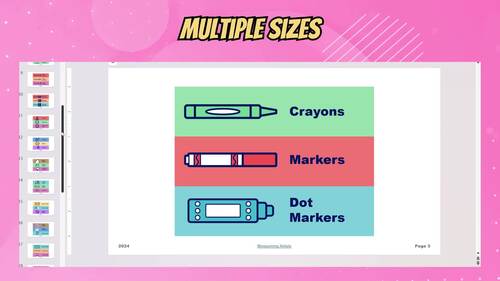Editable Art Supplies Labels | Class Organization | Color 1"x4" & 2"x8"
