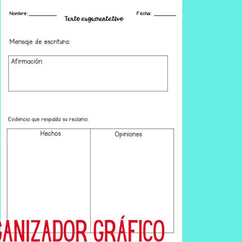 Texto argumentativo - Organizador gráfico - Indicaciones de escritura