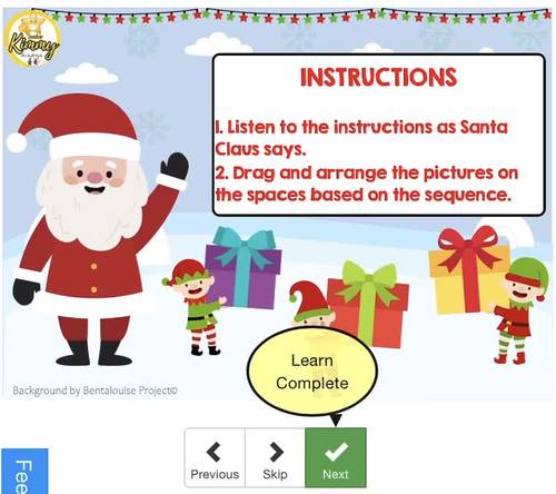 Christmas Picture Sequencing Auditory Sequential Memory Boom Cards