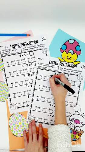 Easter Subtraction with a Number Line Worksheets 1st Grade Kindergarten