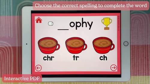 TR - CH - Spelling - Interactive PDF Game, Boom Cards™ Deck and Worksheets