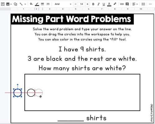 Missing Part Word Problems for Google (Differentiated) | Distance Learning