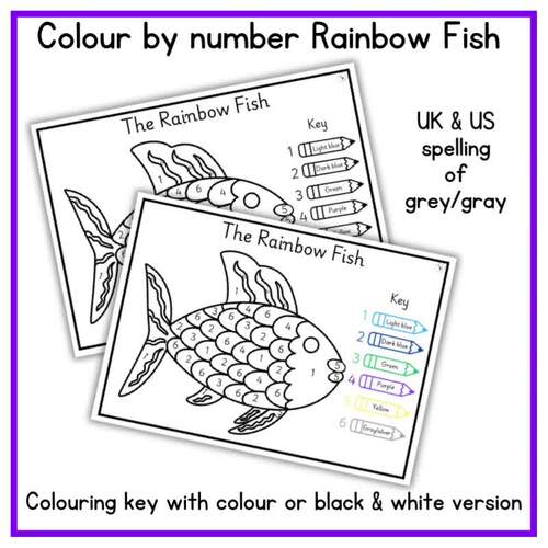 The rainbow fish coloring page coloring by number page with character ...