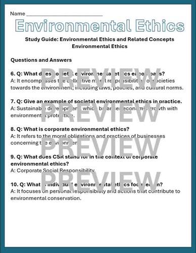 Environmental Ethics Review and Paper Study Guide | Environmental Science