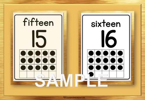 NUMBER POSTERS with ten frames l Classroom Decor l GOLDEN DESIGN