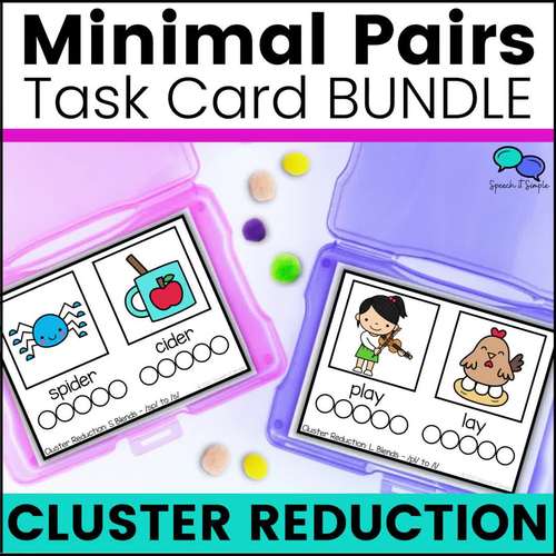 Cluster Reduction BUNDLE - Minimal Pairs Task Cards - Phonology - Cycles