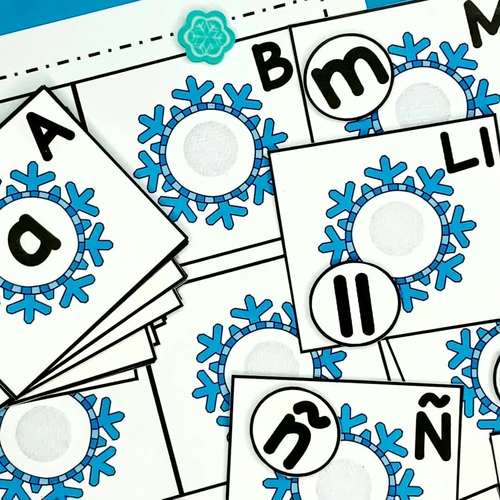 Uppercase and Lowercase Spanish Letter Matching Activity: Snowfall Sort!