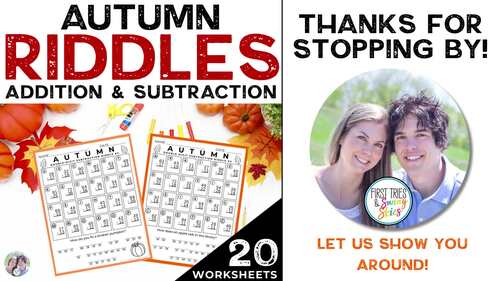 Fall Themed Double-Digit Addition & Subtraction Math Riddles Worksheets ...