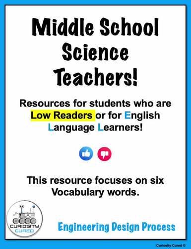 Engineering Design Process- Modified Vocabulary Tests/Quizzes Terms #1 ...