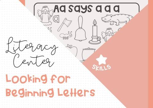 Alphabet Literacy Center for Finding Beginning Letters by Starskills