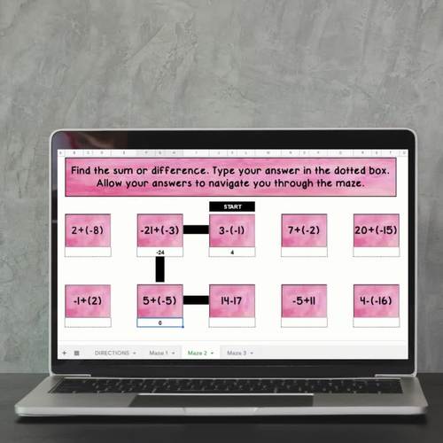 Digital Self Checking Maze: Adding and Subtracting Integers | TPT