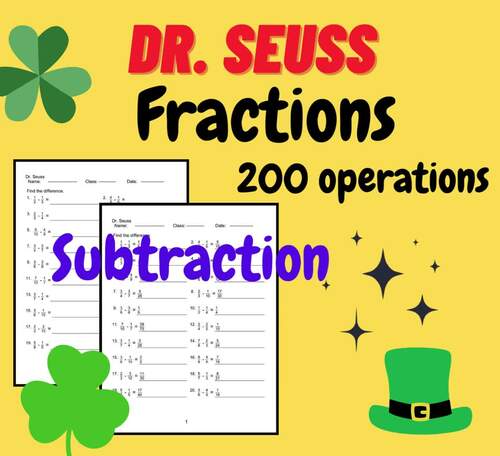 Subtracting with Seuss: Dr Seuss Fraction Subtraction Worksheets Math ...