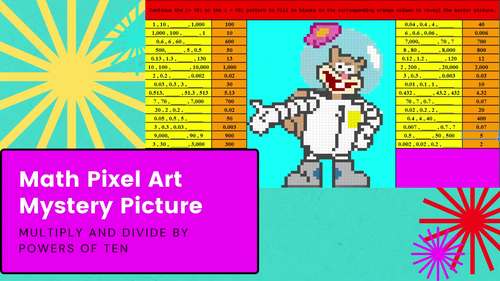 Pixel Art Mystery Pic: 5th Grade Math-Place Value-Powers of 10 on Google™