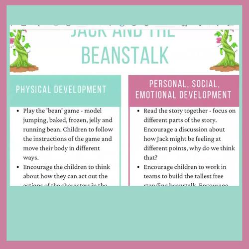 Jack and the Beanstalk planning EYFS ( Nursery & Reception FS1/FS2)