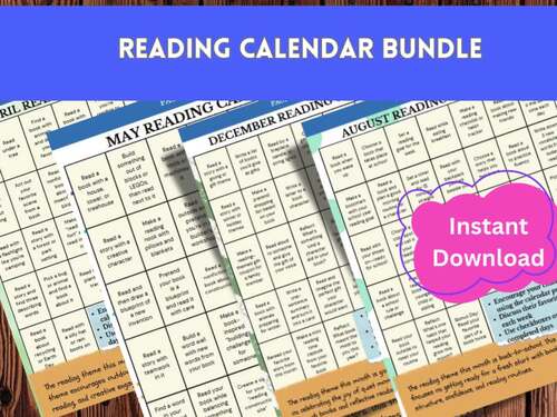 Kids Reading Calendars Year-Round | Monthly Printable Reading Prompts ...